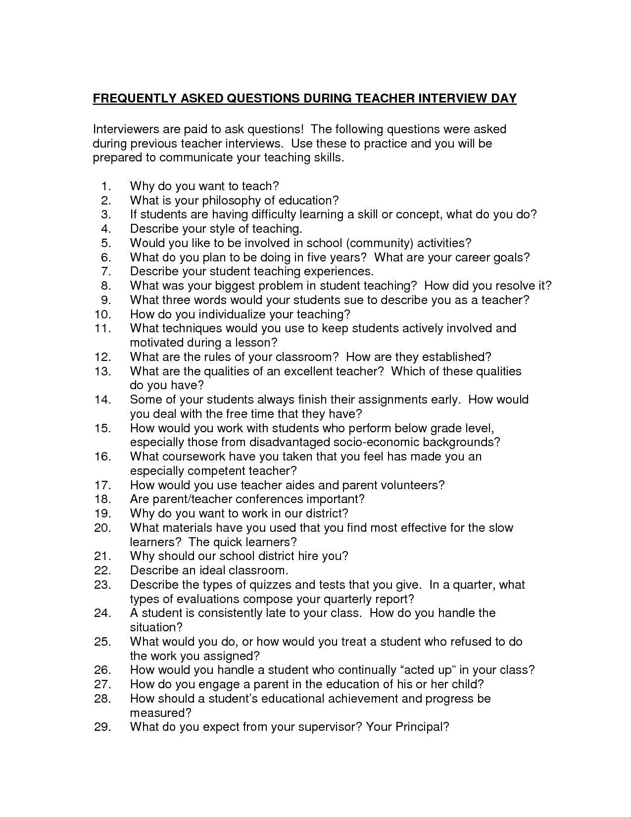 Possible Interview Questions For Teachers Security Guards Companies Possible Interview Questions For Teachers Security Guards Companies