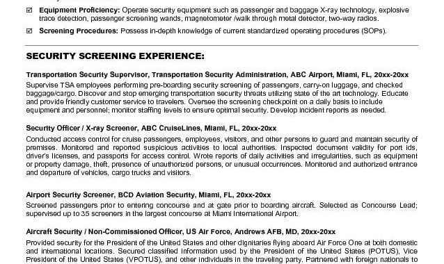 Security Experience Resume - Security Guards Companies