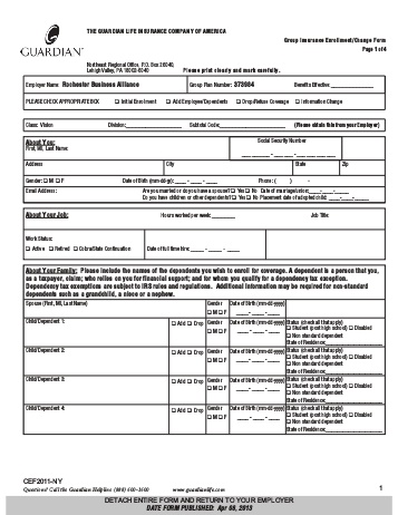 Guardian Vision Enrollment Form - Security Guards Companies